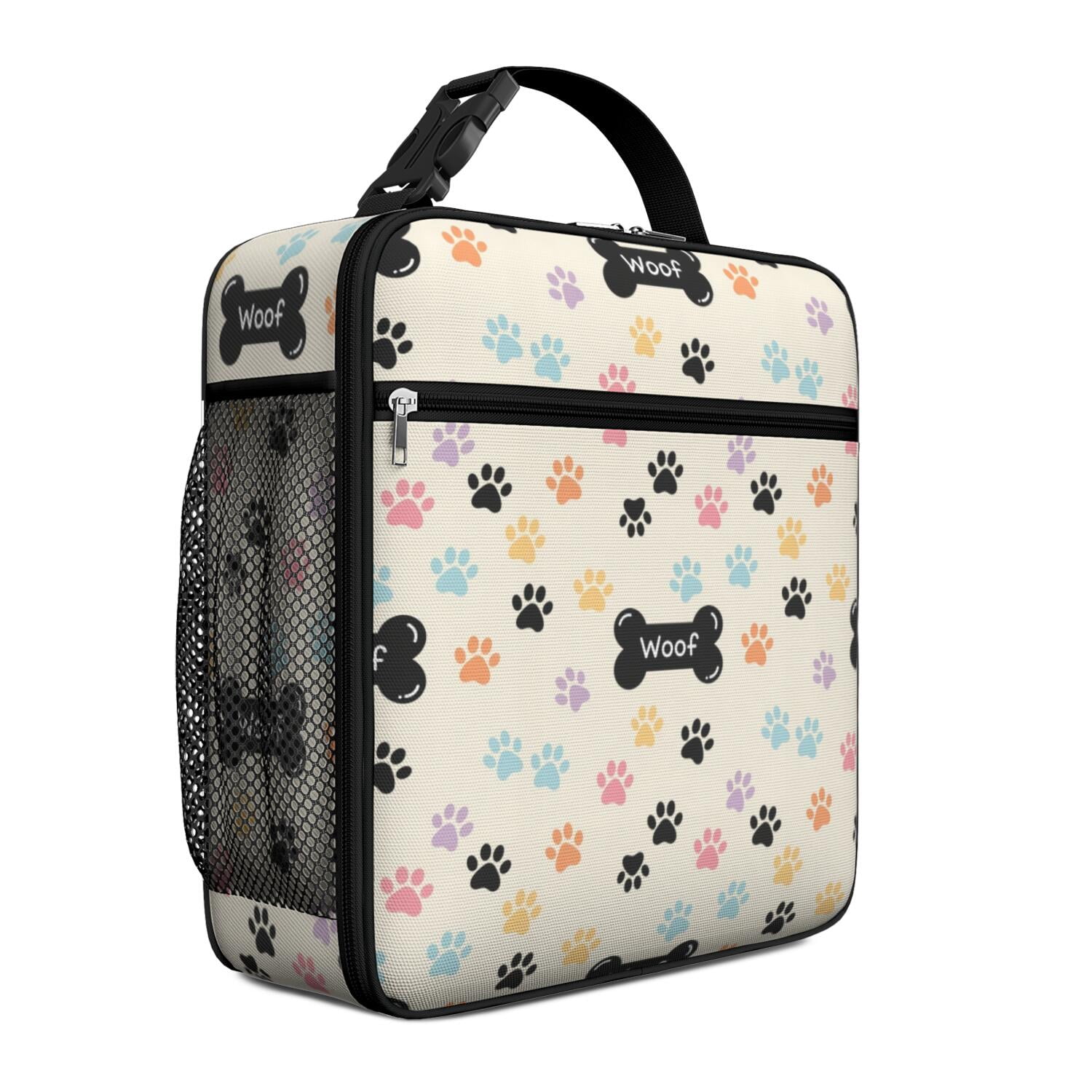 Bone and Dog Paw Print Beige Pattern Insulated Lunch Bag Teens,Lunch ...