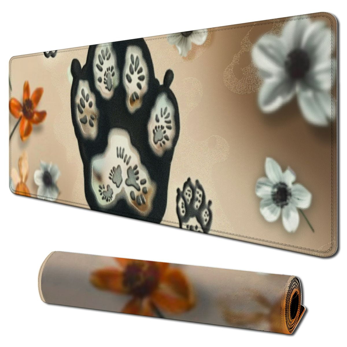 Bone And Paw Print Prints Large Office Gaming Mouse Pad Strong Adhesion And Durability Thickened