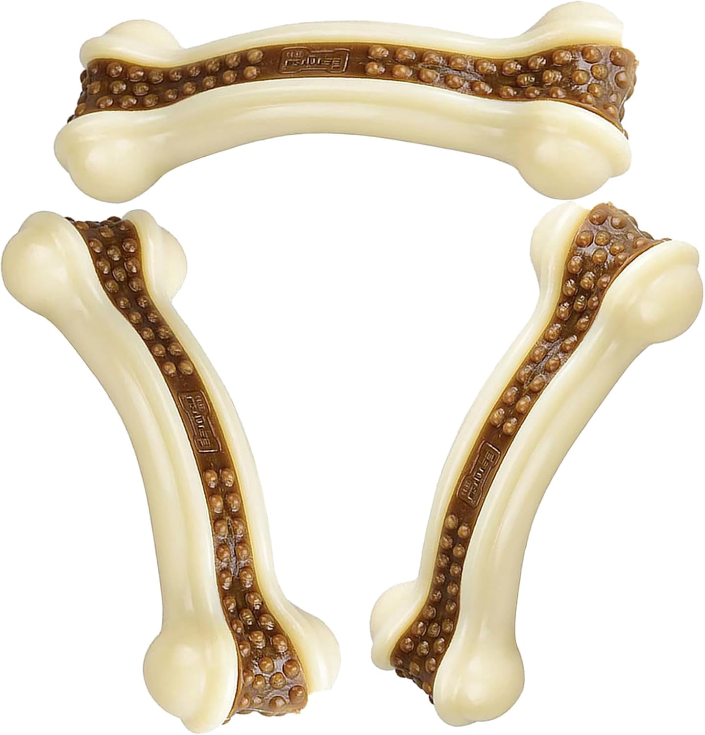 Bone-shaped chew toy, designed for active chewers, 3 packs of real beef ...