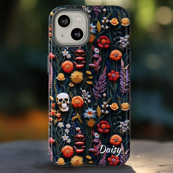 Bone to Be Blooming Floral 3D Embroidery iPhone Case 17 16 15 14 13 12 ...