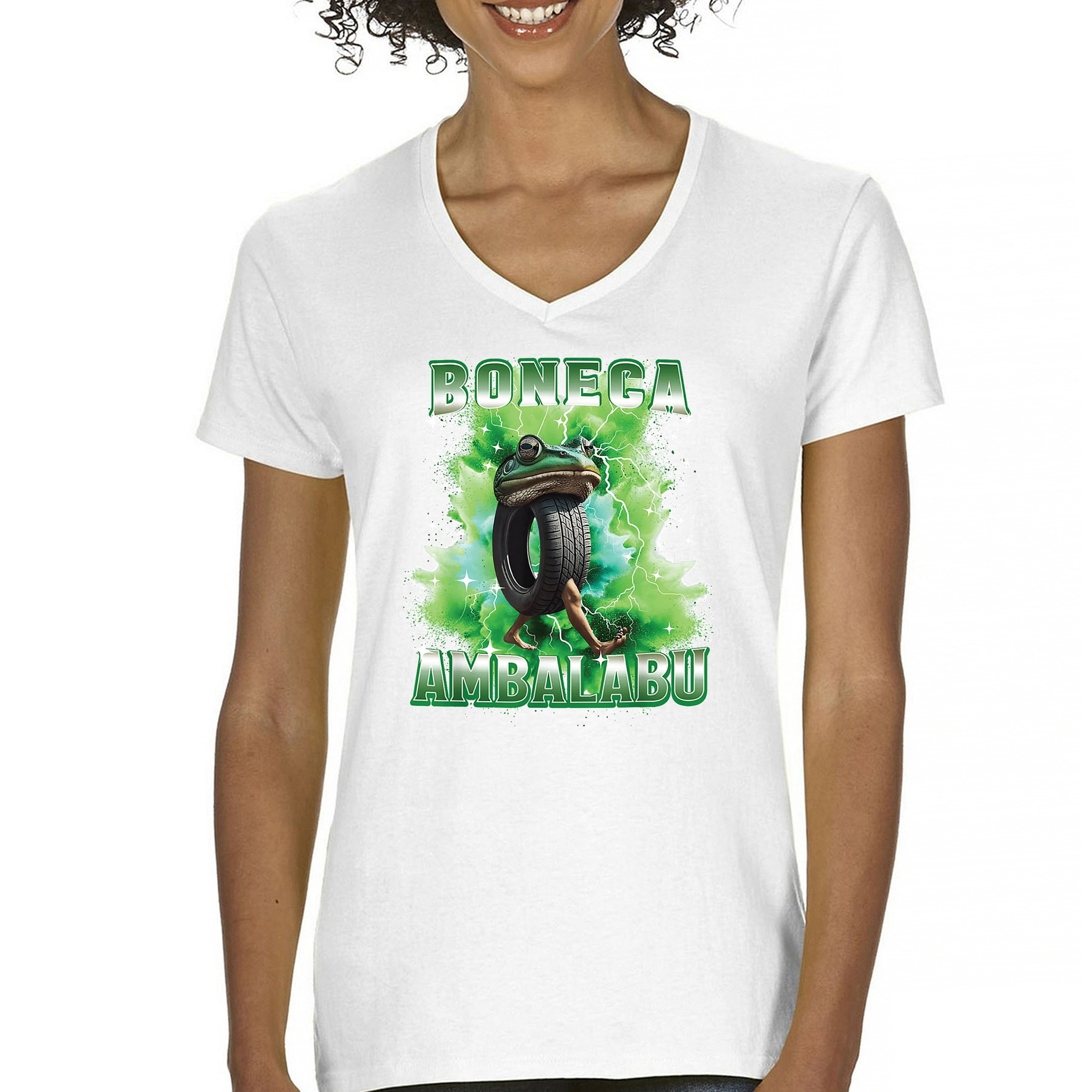 Boneca Ambalabu Women's V-Neck T-shirt Funny Italian Brainrot Gen Z ...