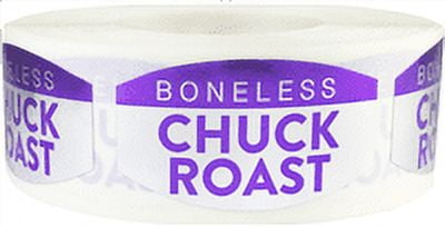 Boneless Chuck Roast Grocery Store Food Purple Labels | .75 x 1.375 ...
