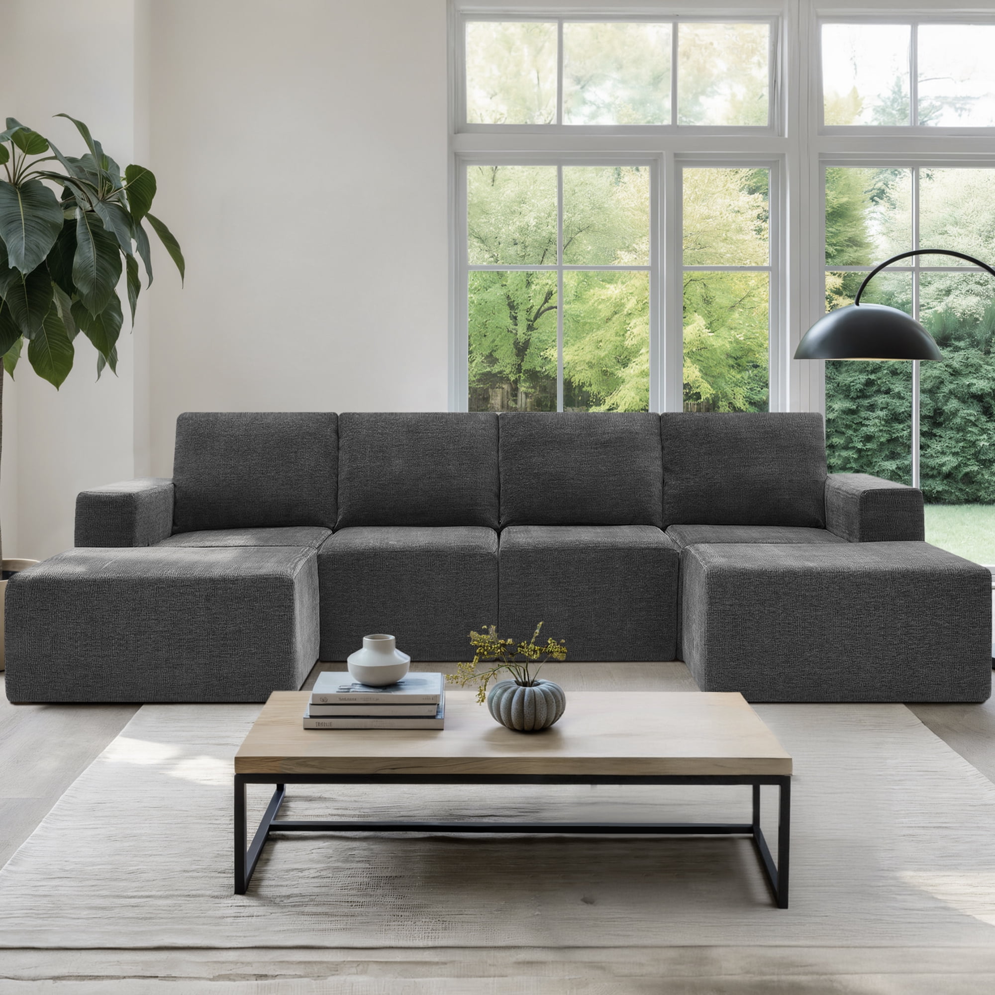 Boneless Couch U Shaped Sectional Couch with Ottoman Modular Sofa ...