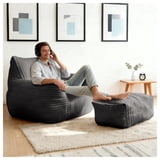 Boneless Memory Foam Bean Bag Chair with Backrest & Footstool — Filled ...