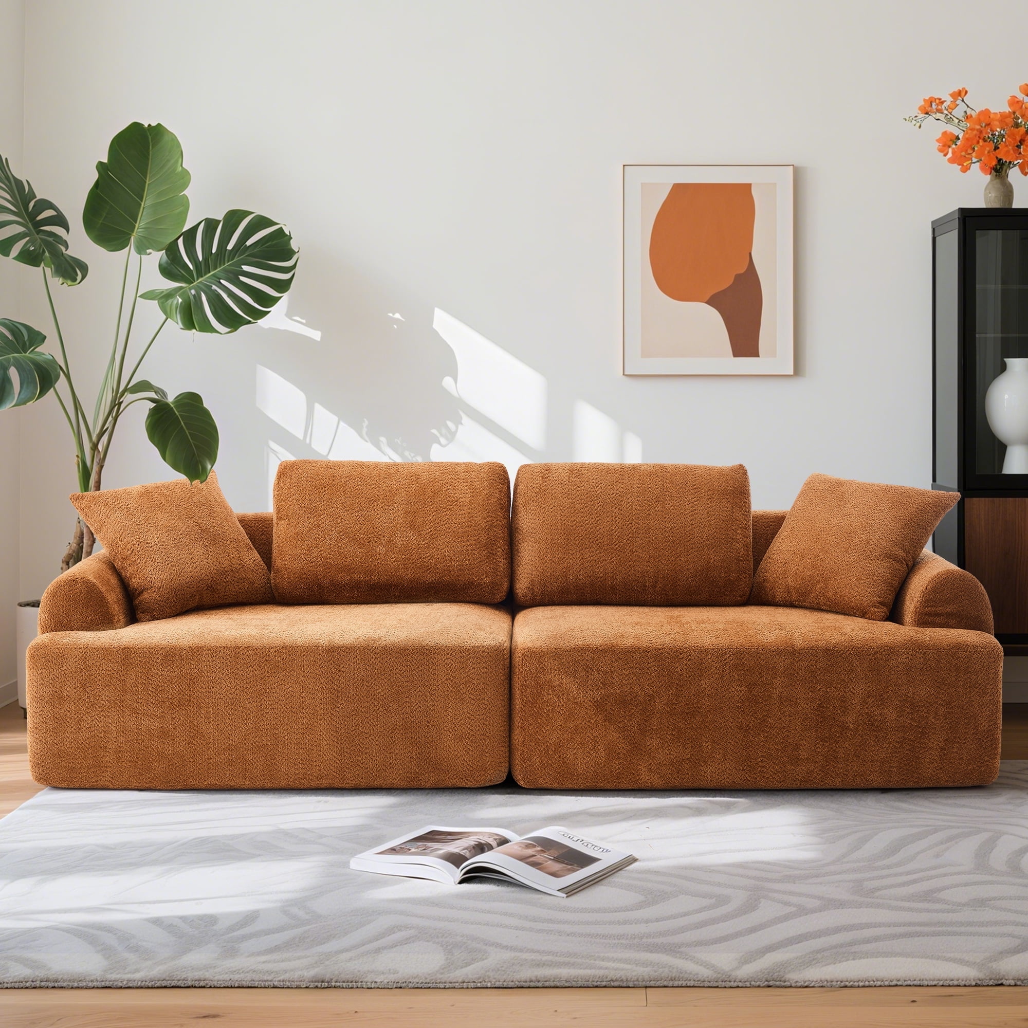 Boneless Sectional Couch Big Comfy Couch Modular Sectional Sofa Orange ...