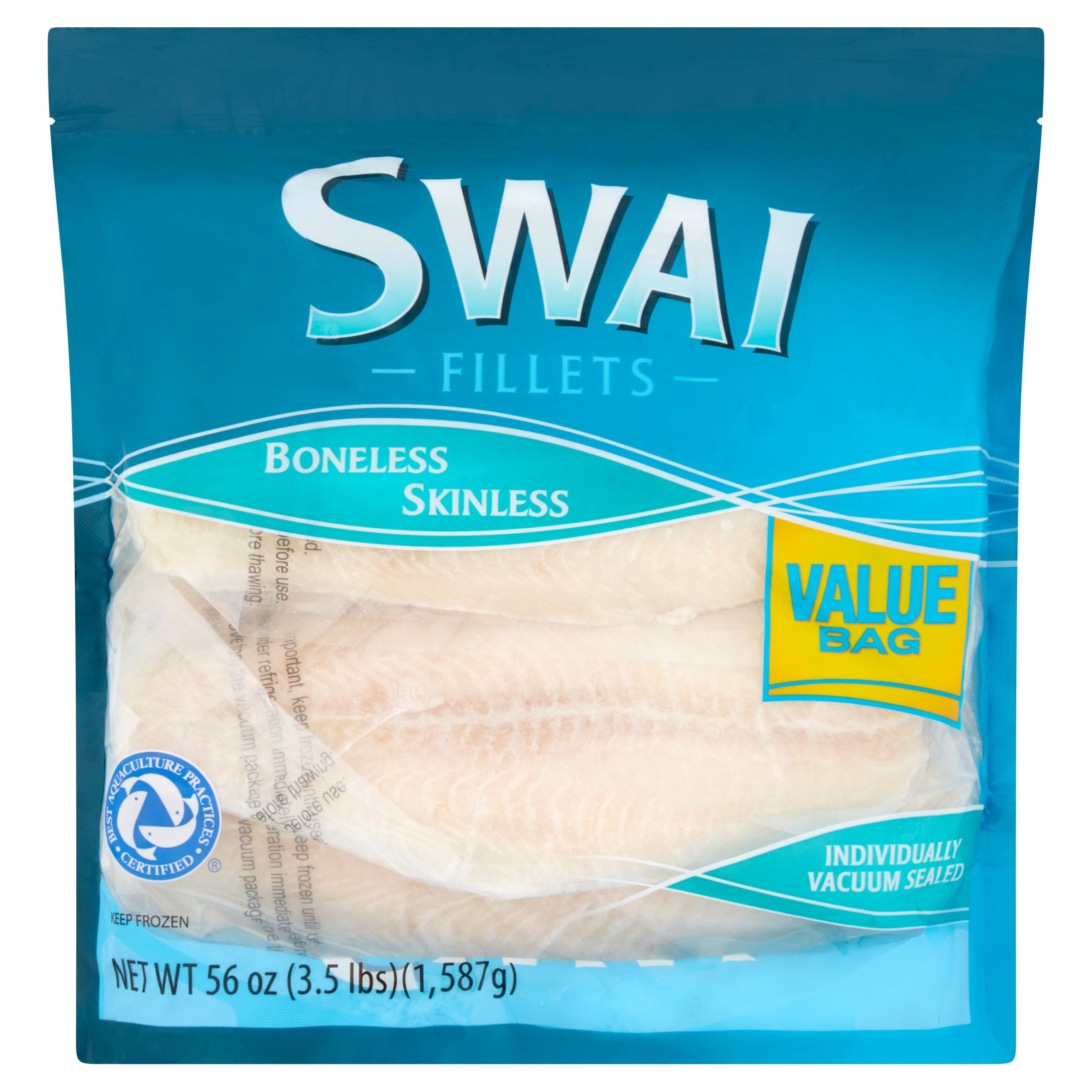 Boneless Skinless Swai Fillets Value Bag, 56 oz - Walmart.com
