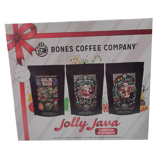 Bones Coffee Company Jolly Java Coffee Gift Box Set – Sugar Rush, White ...