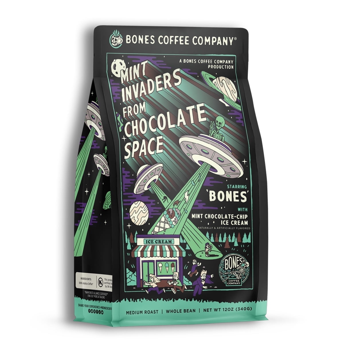Bones Coffee Company Mint Invaders Whole Coffee Beans, Mint Chocolate ...