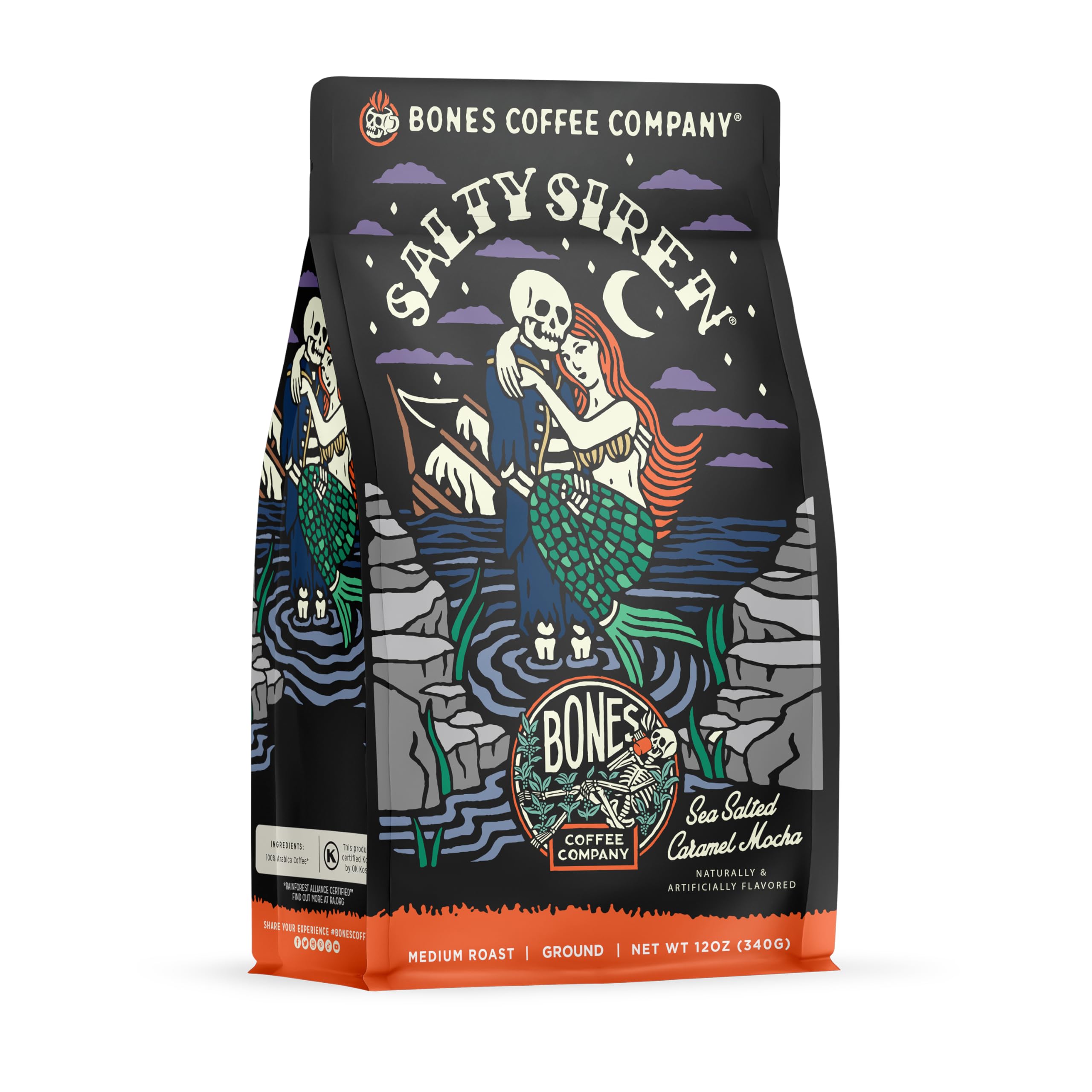 Bones Coffee Company Salty Siren, Sea Salted Caramel Chocolate Flavored ...