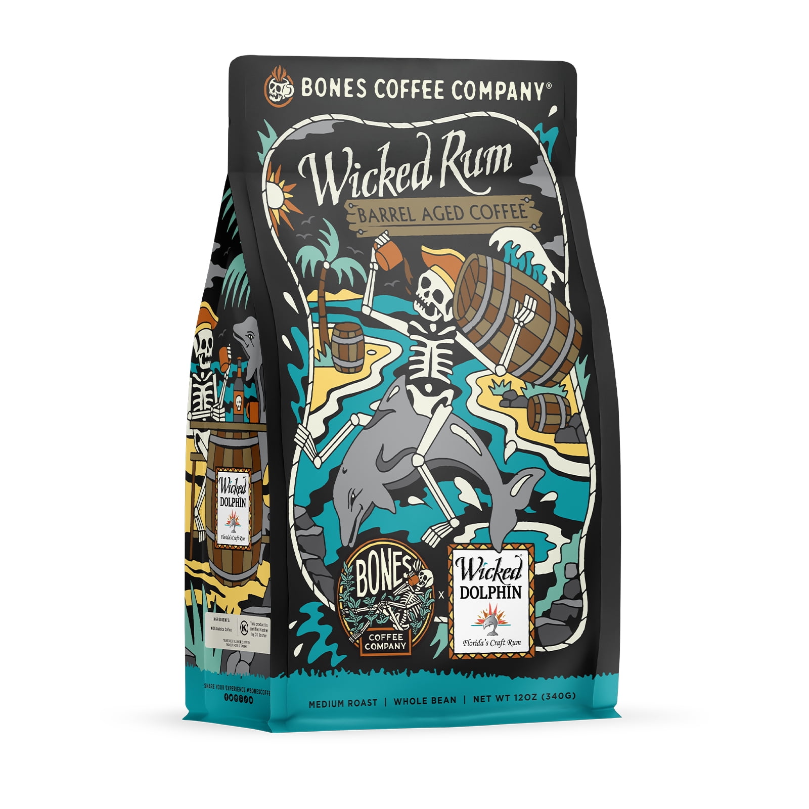 Bones Coffee Company Wicked Rum Barrel-Aged Coffee - 12 oz Whole Bean ...