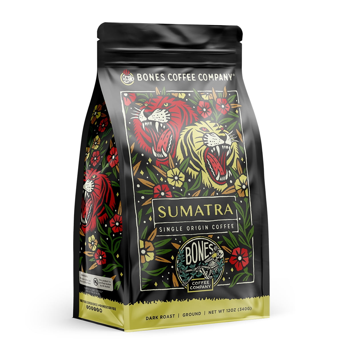 Bones Coffee Dark Roast Ground Coffee | 12 oz Sumatra Single Origin ...