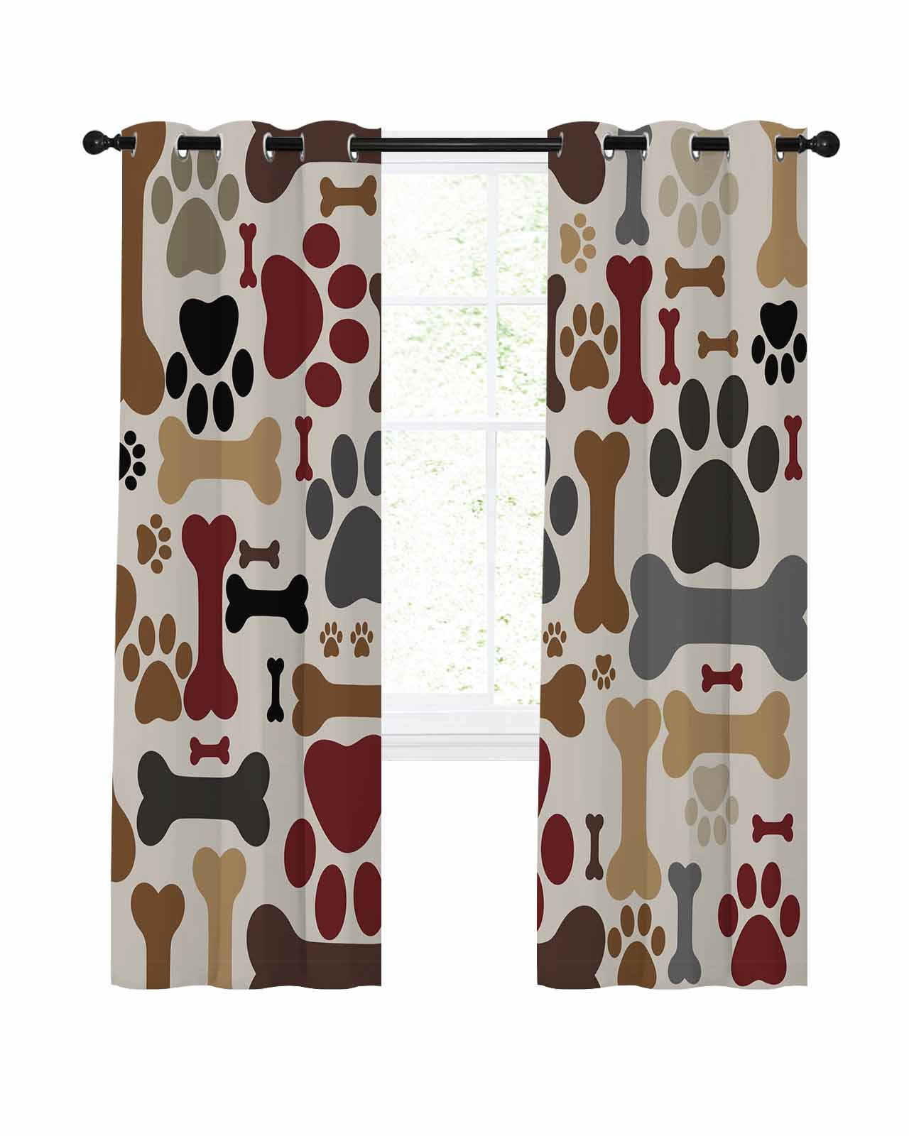 Bones Dog Claws Blackout Curtains 96 Inch Length Red Brown Black Bone ...