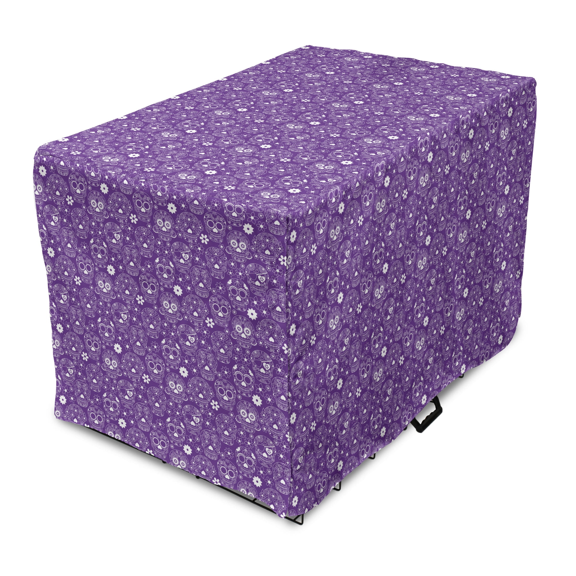 Bones Dog Crate Cover, Day of the Dead Thematic Composition of Flowers ...