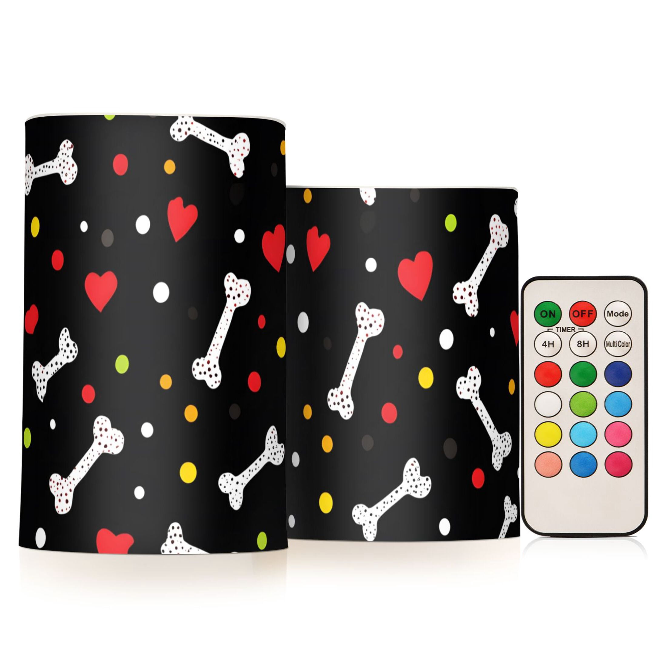 Bones Hearts Dots Valentine Flickering Flameless Candles LED Tealight ...