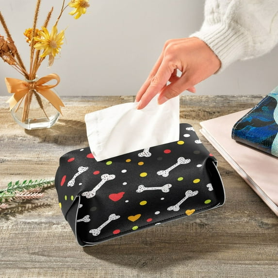 Bones Hearts Dots Valentine Leather Tissue Box Cover Rectangle Tissue ...