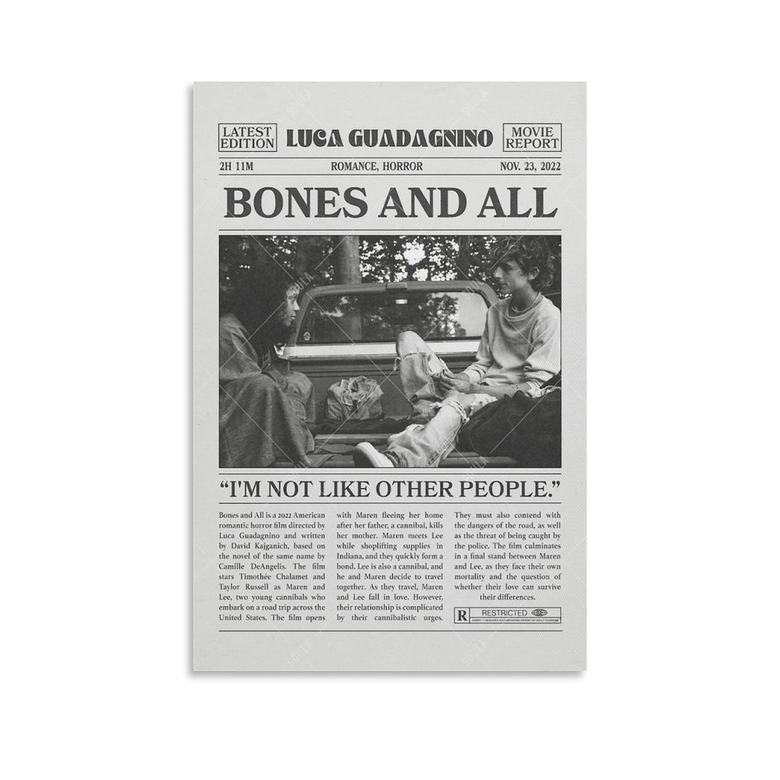 Bones And All Movie Poster Classic Love Horror Movie Poster (6) Posters ...