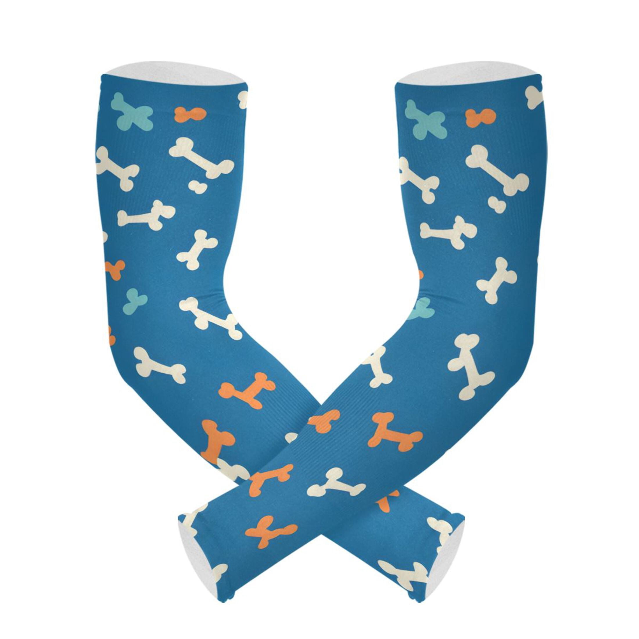 Bones Pattern UV Protection Cooling Arm Sleeves, Compression Sun ...