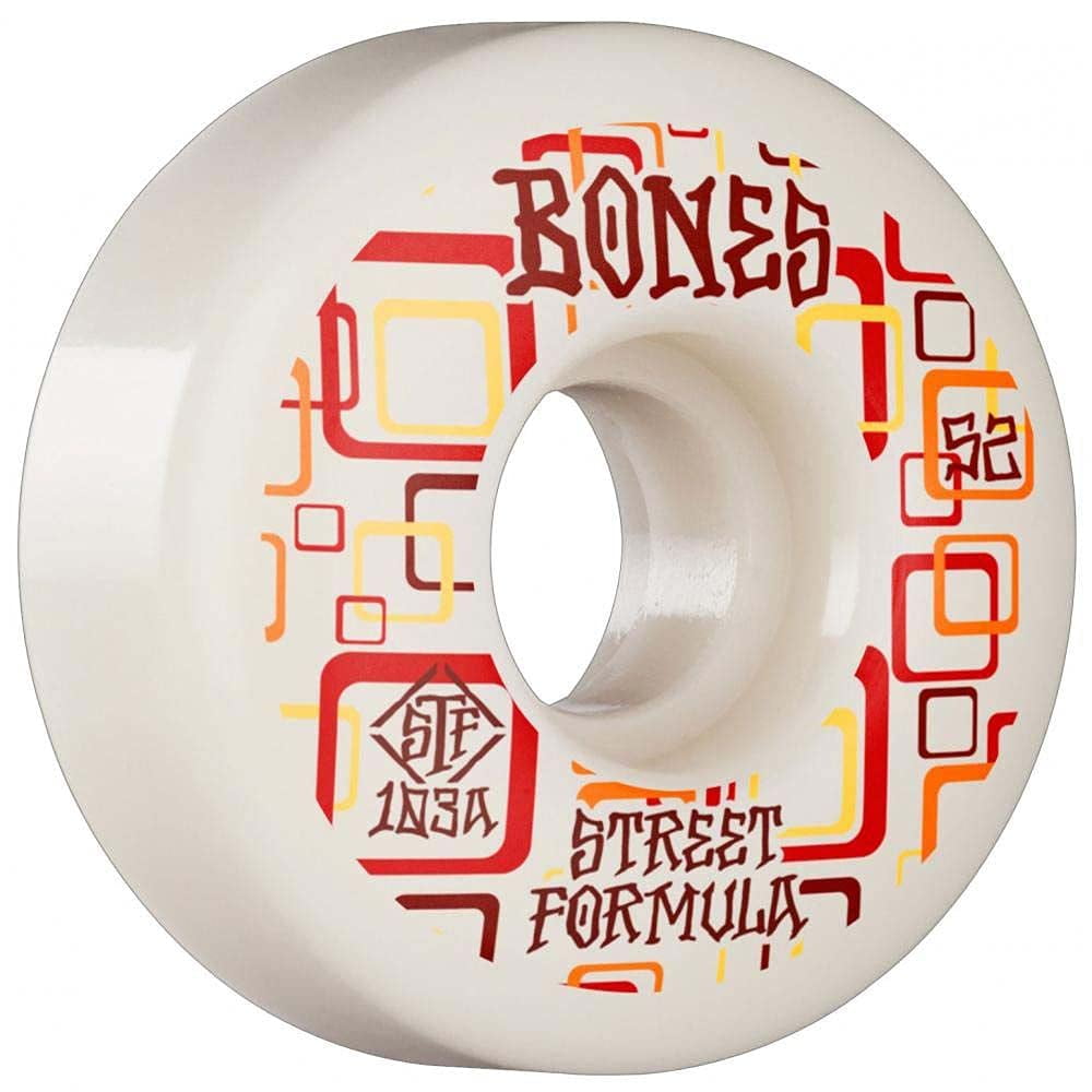 Bones Street Tech Formula V3 Retros Skateboard Wheels 52mm 103A White/Red - Walmart.com