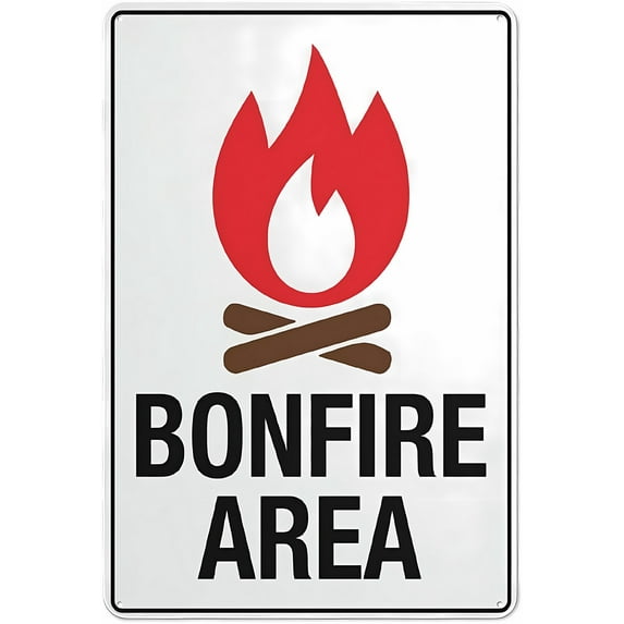 Bonfire Area Warning Sticker 12 x 8 Inches - Security Sign, Outdoor ...