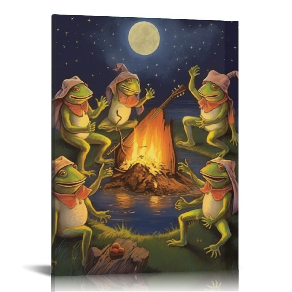 Bonfire Party Under the , Cartoon Wall Decor for Happy Children's Room ...