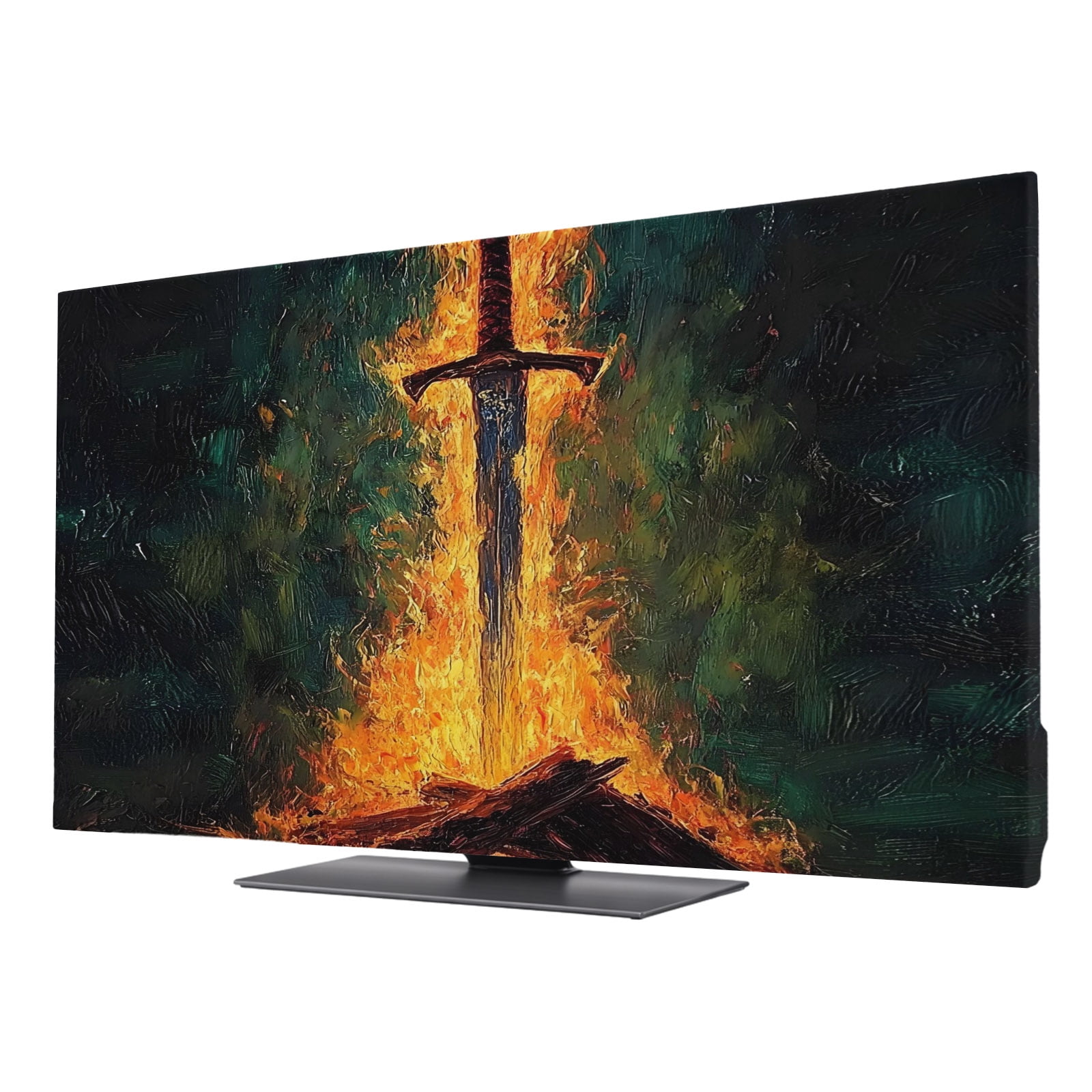 Bonfire Sword TV Cover for 50 Inch Screen,Stretch Fabric Dustproof TV ...