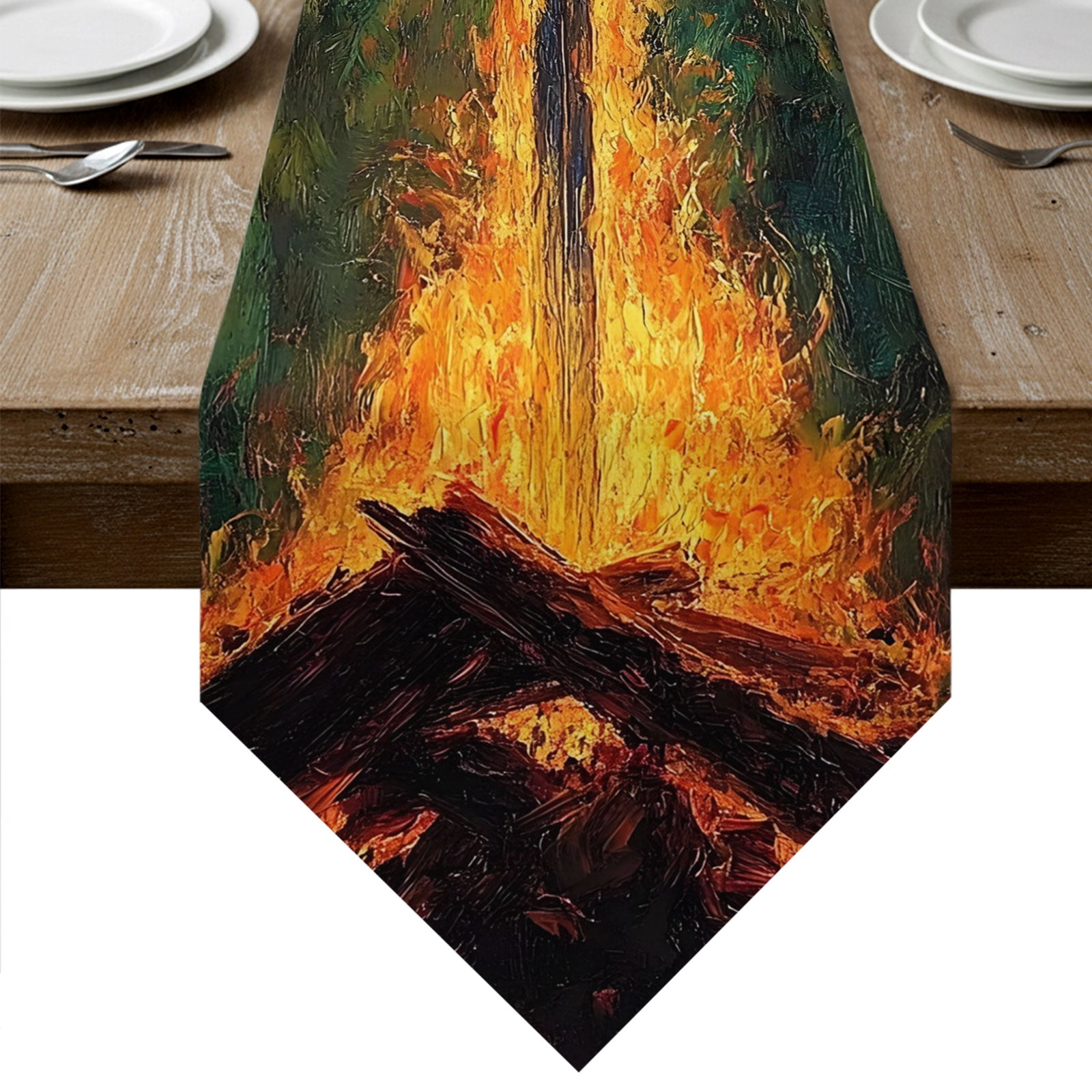 Bonfire Sword Table Runner Linen Burlap Table Runner 120 Inches Long ...