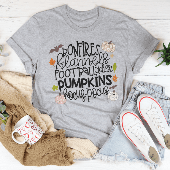Bonfires Flannels Football Cider Pumpkins Hocus Pocus Tee Mustard S ...