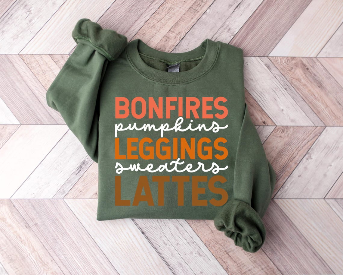 Bonfires Pumpkins Leggings Sweaters Lattes Sweatshirt, Hello Autumn ...