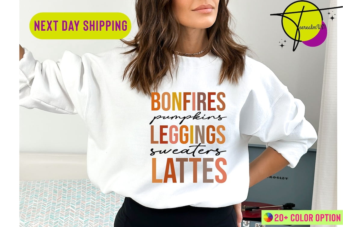 Bonfires Pumpkins Leggings Sweaters Lattes Sweatshirt, Thanksgiving ...