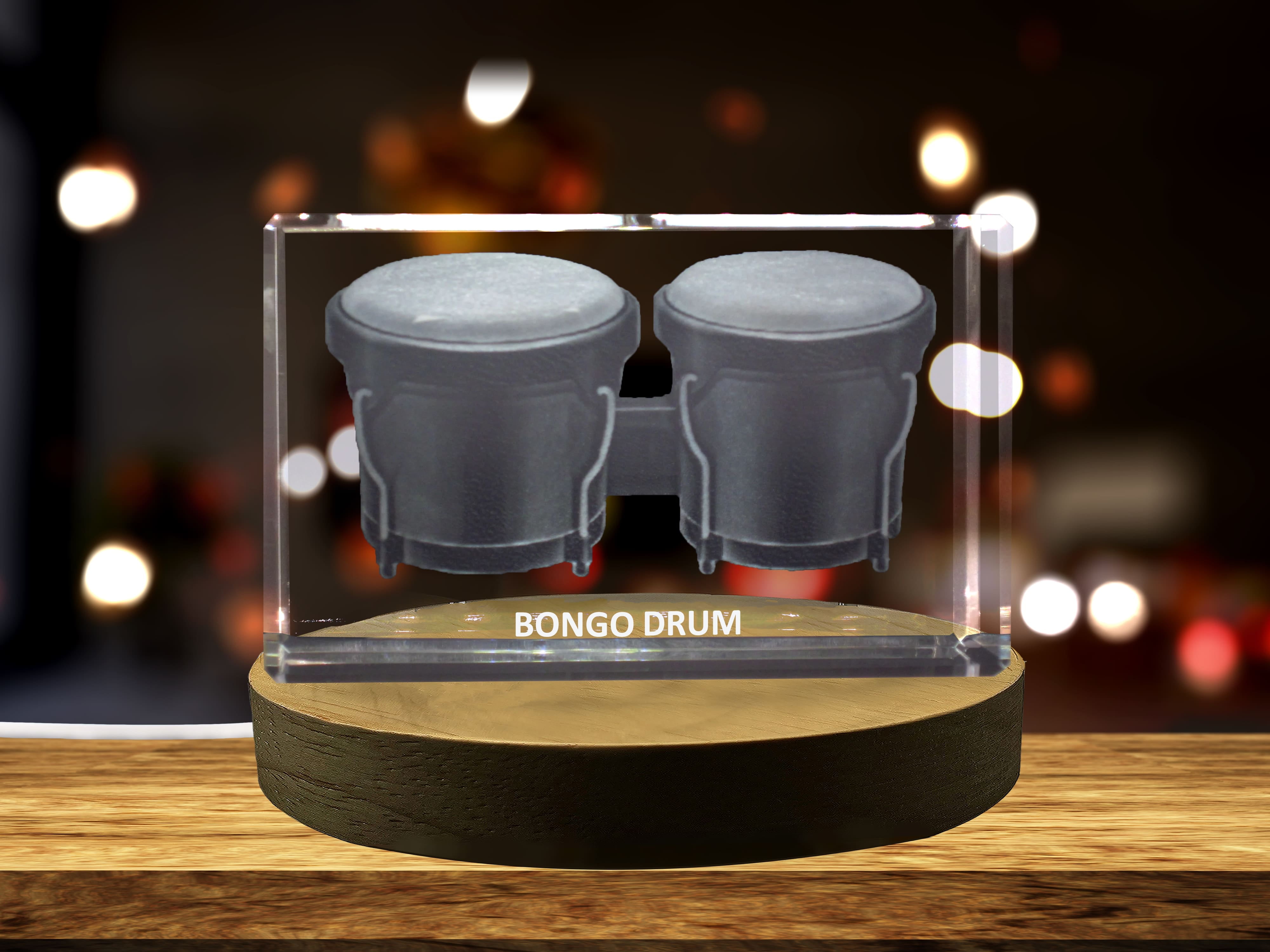 Bongo Drums 3D Engraved Crystal 3D Engraved Crystal Keepsake/Gift/Decor ...