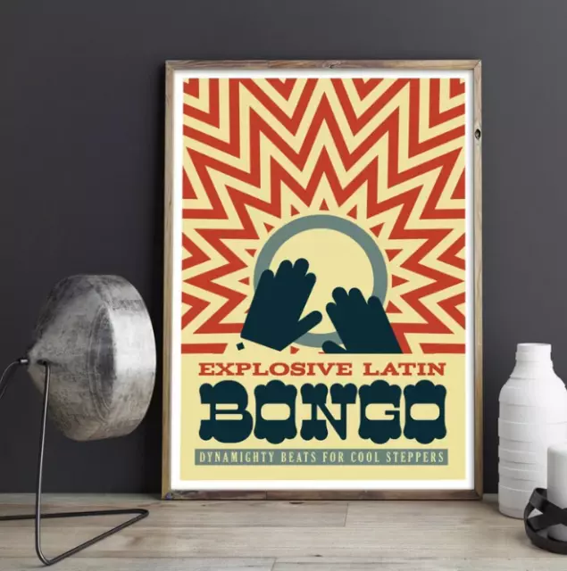 Bongo Mid Century Art Latin Music Poster Rebellious Modern Design ...