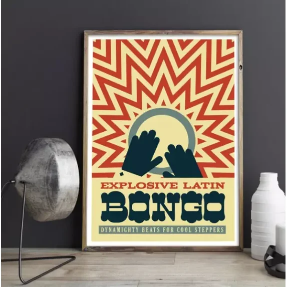 Bongo Mid Century Art Latin Music Poster Rebellious Modern Design ...