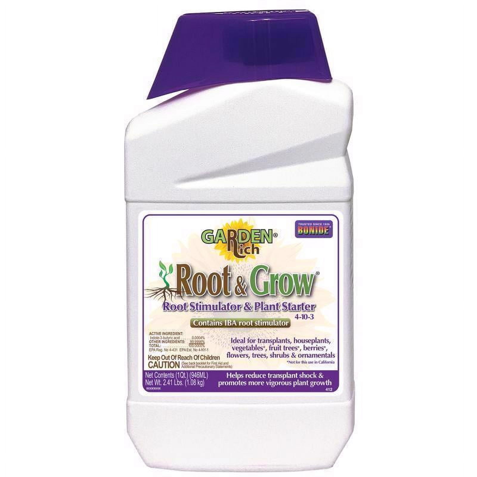 Bonide Garden Rich Root & Grow 1 Qt. 4-10-3 Fertilizer, Hormone ...