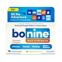 16 Ct Bonine Maximum Strength Chewable Tablets Peppermint