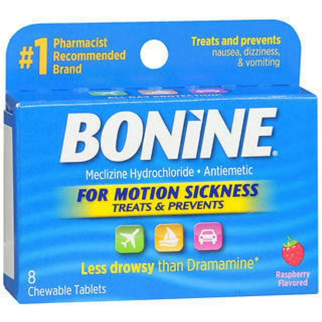 Bonine Motion Sickness Protection, Chewable Tablets, Raspberry 8 ea HSA ...