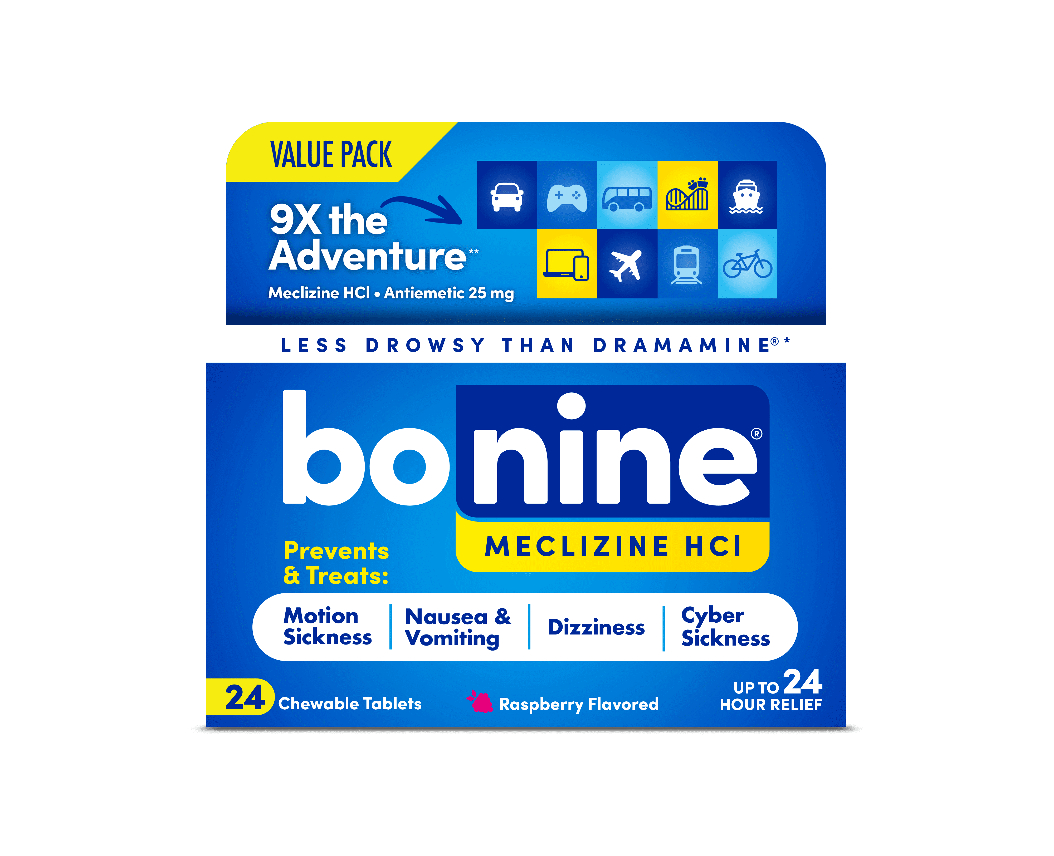 Bonine Motion Sickness and Nausea Relief Travel Pack, Chewable Tablets ...