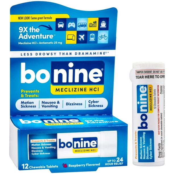Bonine Motion Sickness and Nausea Relief Travel Pack, Chewable Tablets ...