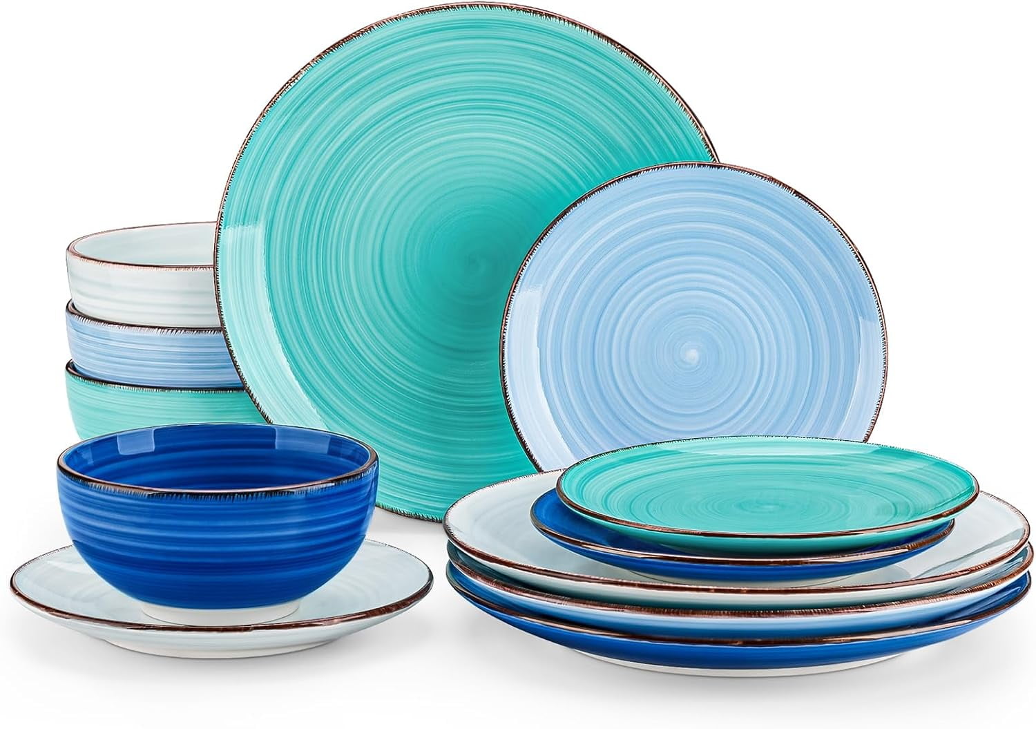 Bonita Dinnerware Set Blue Stoneware 12 Pieces Service for 4 ...