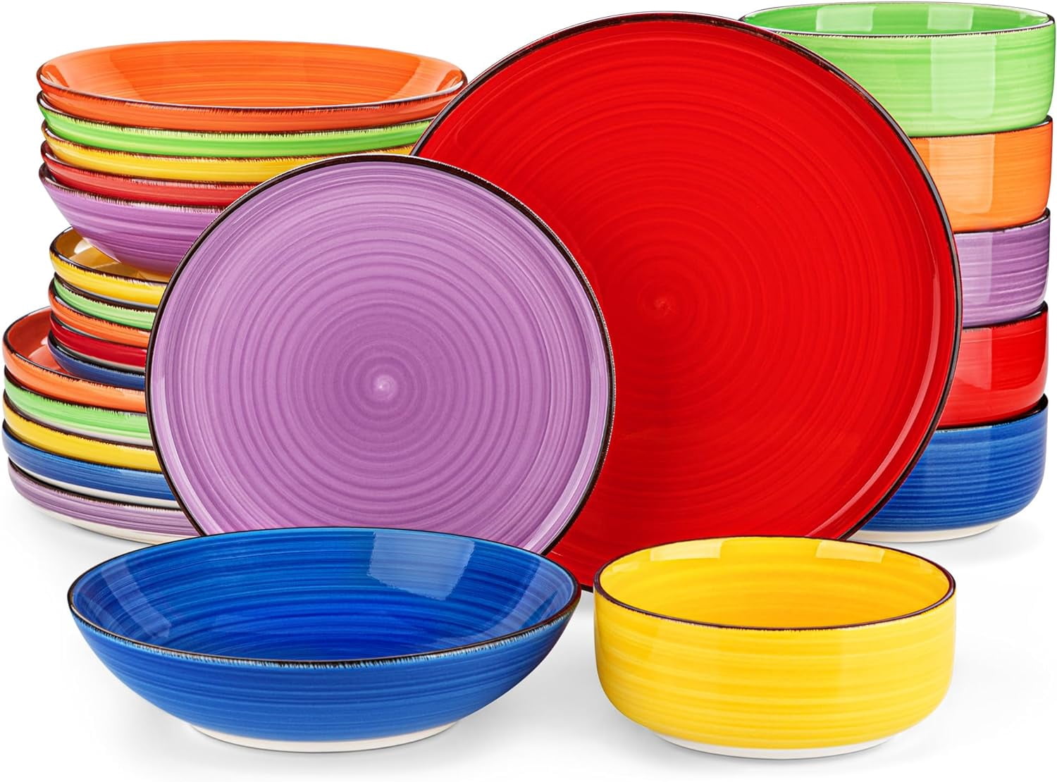Bonita Dinnerware Sets 24 Pieces, Stoneware Dishes Set for 6, Dinner ...