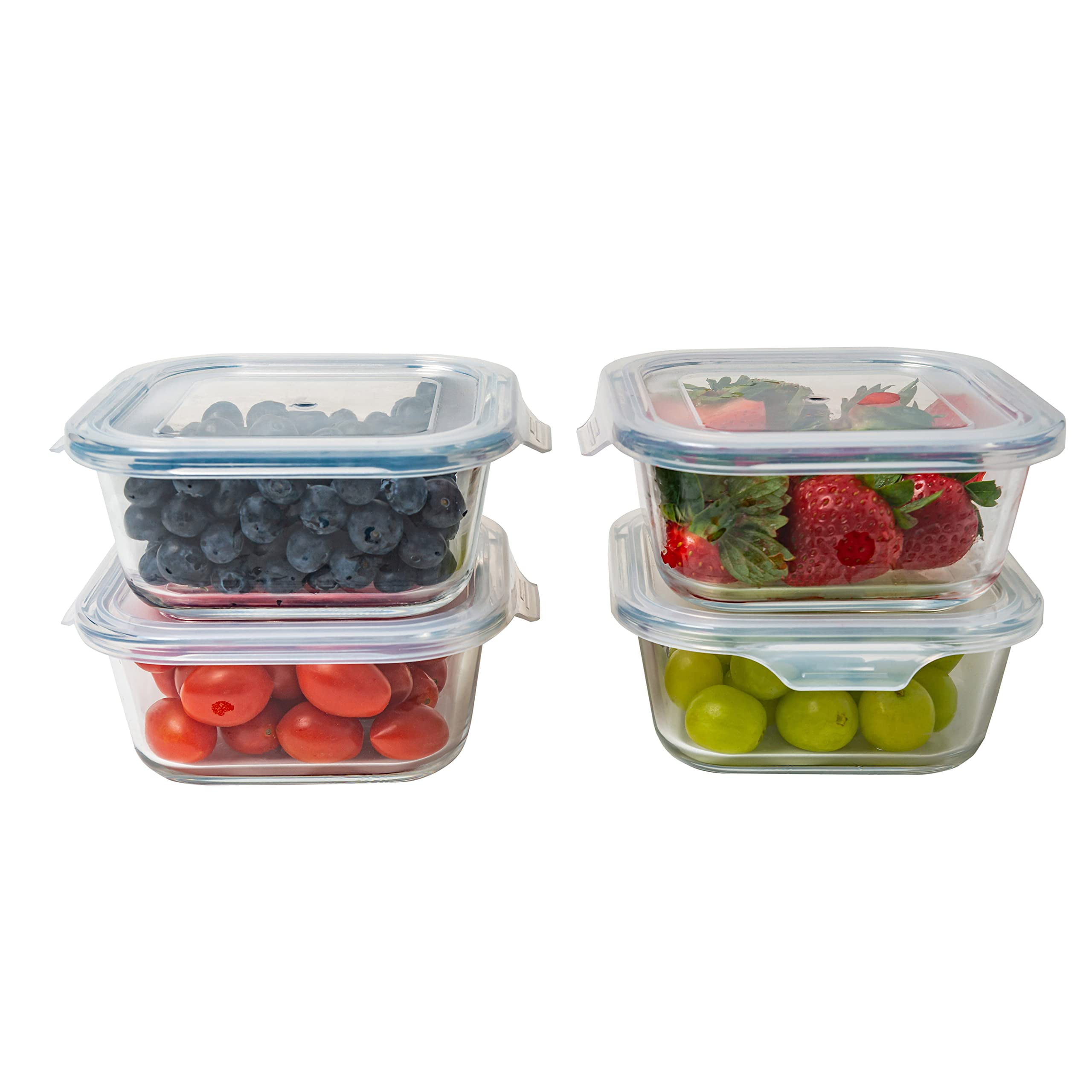Bonita Home Square Glass Storage Container, Stackable BPA Free Airtight ...