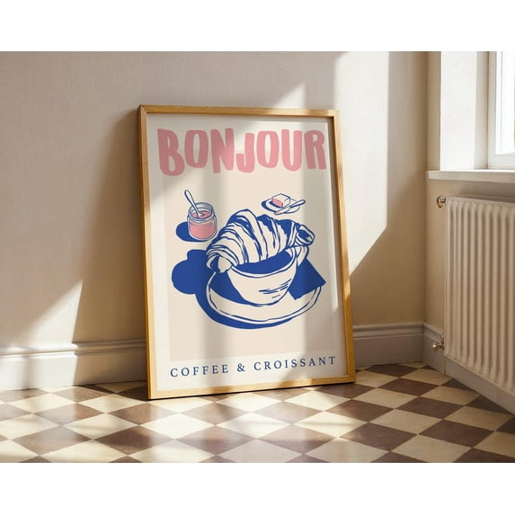 Bonjour Coffee Croissant Kitchen Wall Art Home Decor - Walmart.com