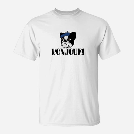 Bonjour French Bulldog Beret Frenchie Mom Bonjour TShirt - Walmart.com