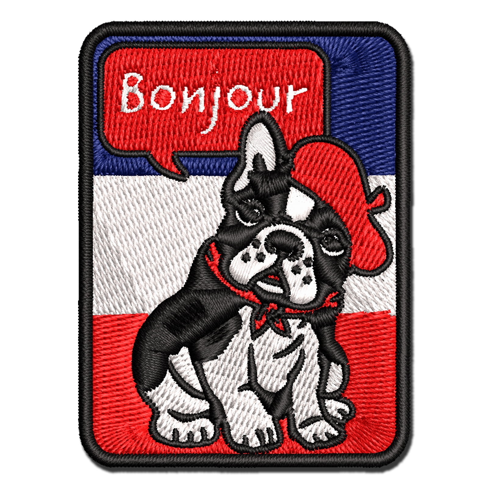 Bonjour French Bulldog with Beret and Bandana Applique Multi-Color ...