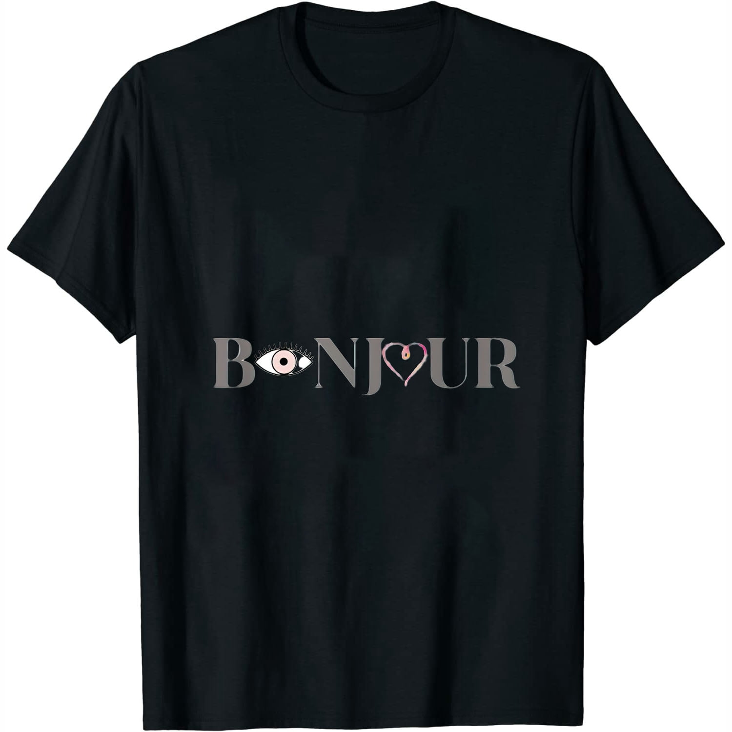 Bonjour Hello Hearts French France Paris Europe Cute Womens T Shirts ...