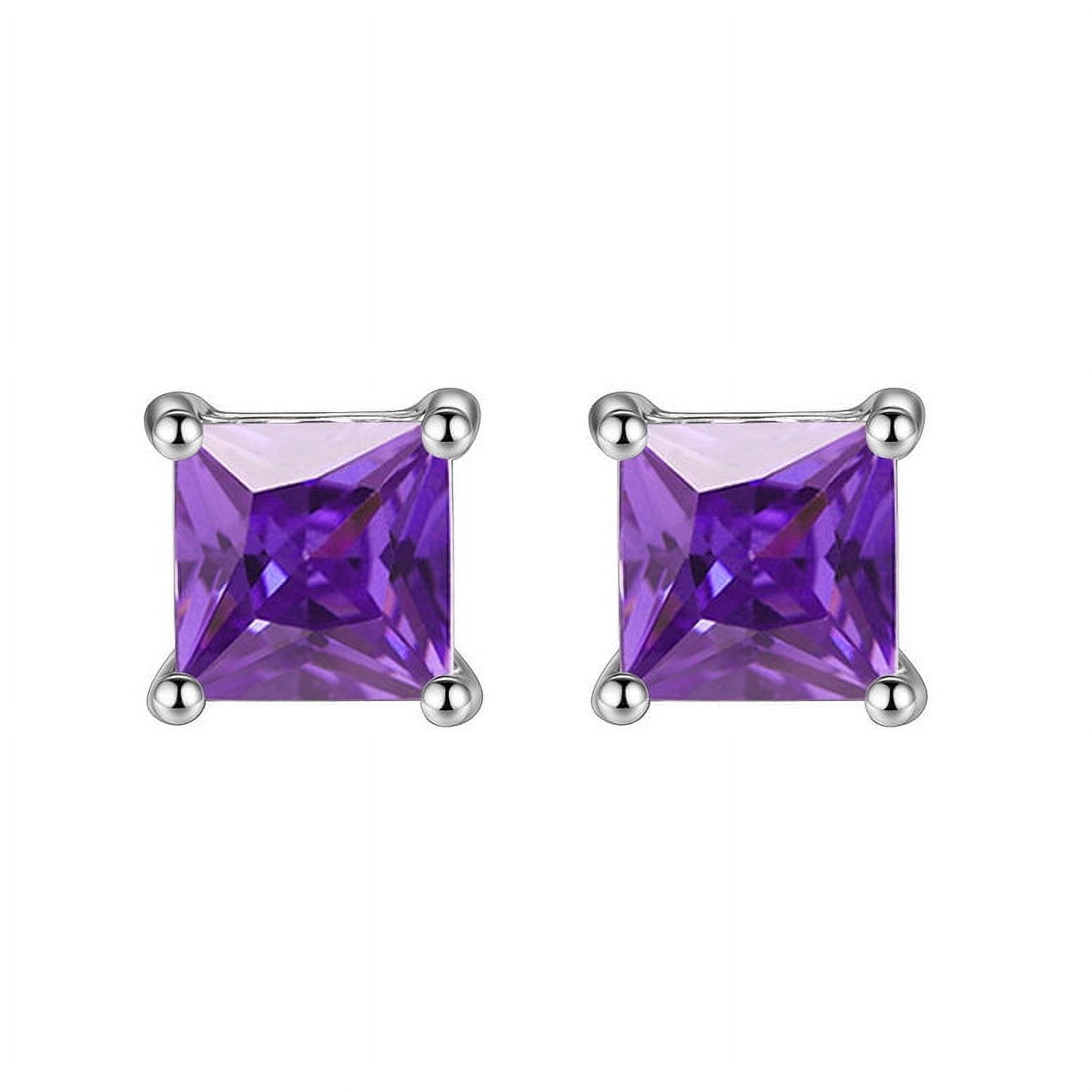 Bonjour Jewelers 14k White Gold Plated Created Amethyst Princess Cut ...