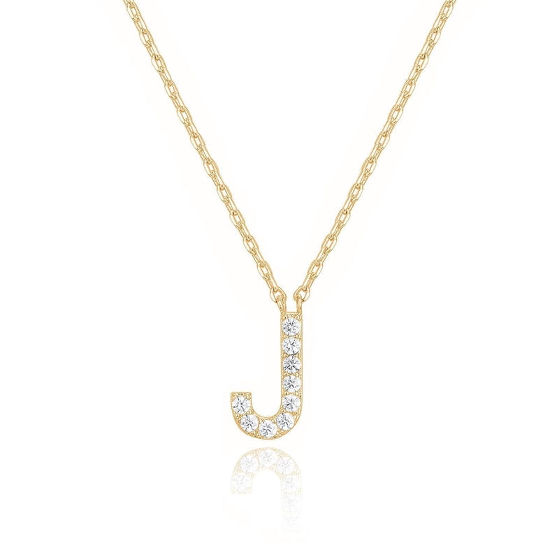 Bonjour Jewelers 14k Yellow Gold Created Diamond Initial J Letter ...