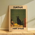 Bonjour Mon Amour Cat Print, French Kitchen Wall Art, Unframed Paper ...