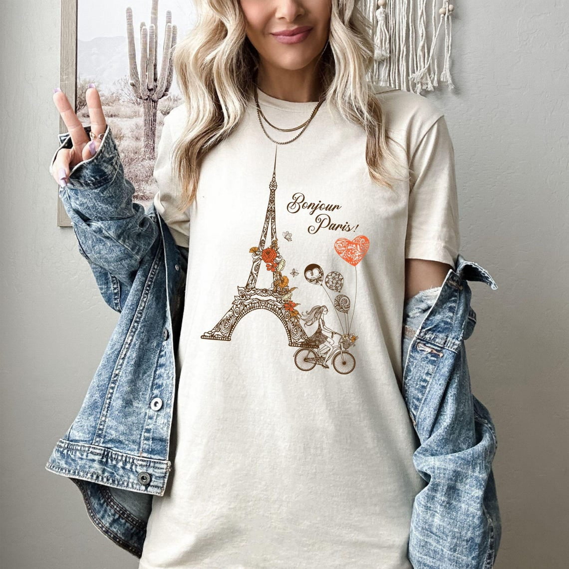 Bonjour Paris T-Shirt: Eiffel Tower Graphic Tee, France Travel Shirt ...