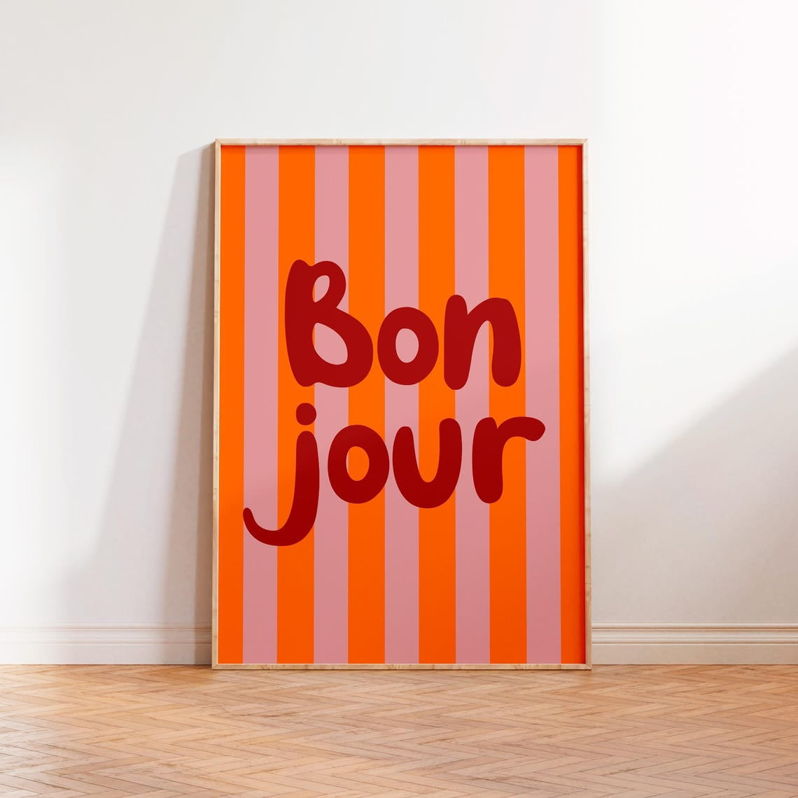 Bonjour Poster, French Typography Poster, Fun Bold Trendy Colourful ...
