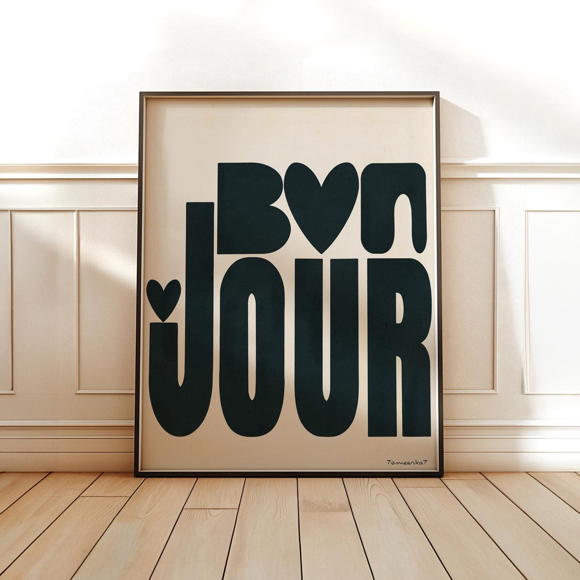 Bonjour Poster Modern Typography French Wall Art Design1 Poster ...